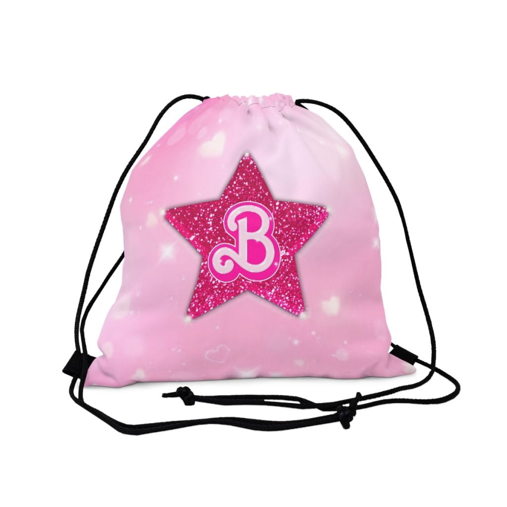 Barbie Glitter Starshine: Pink Sparkling Logo Drawstring Bag - Cool Kiddo