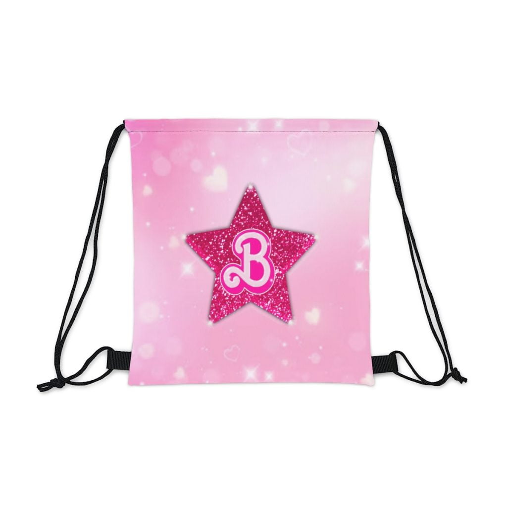 Barbie Glitter Starshine: Pink Sparkling Logo Drawstring Bag - Cool Kiddo