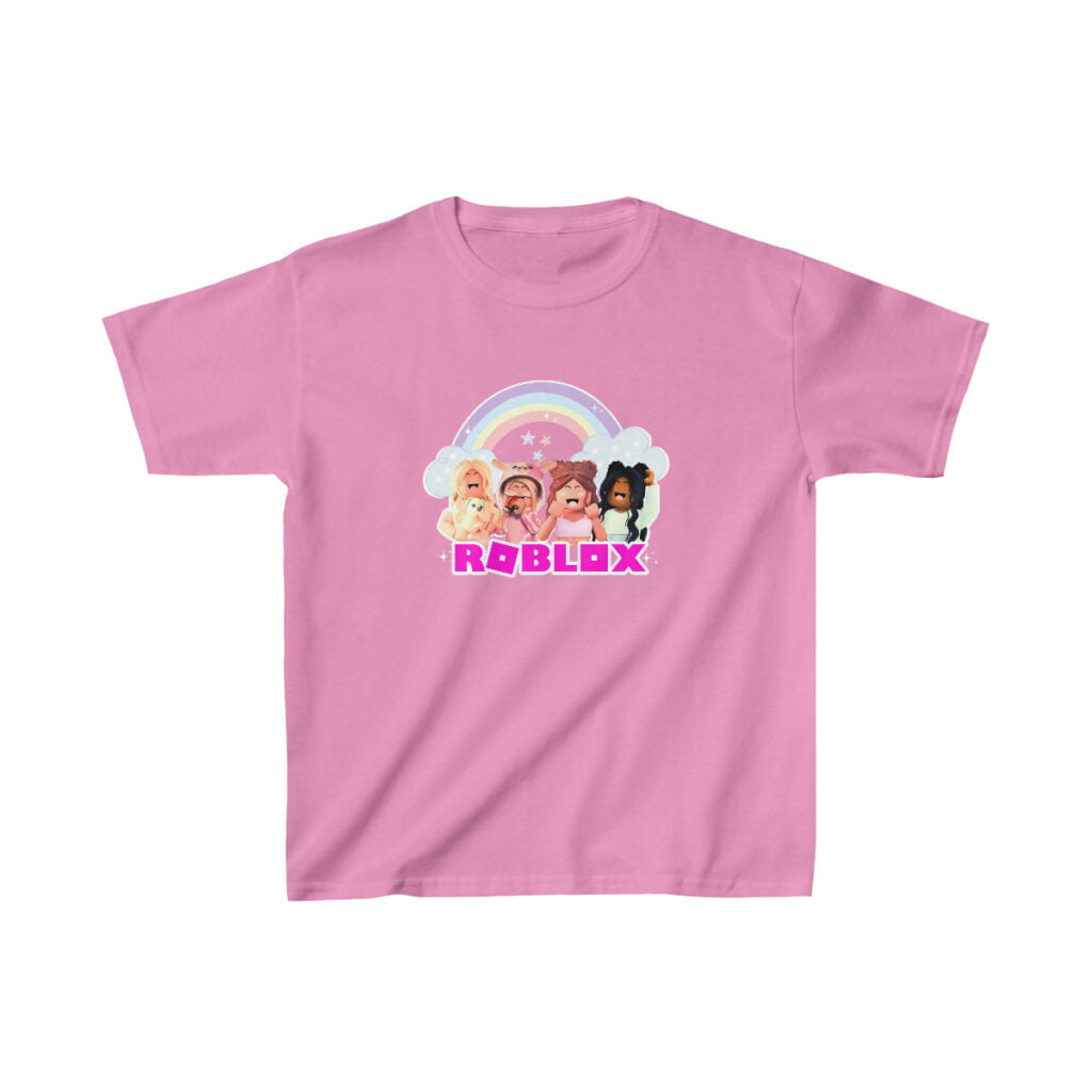 Roblox Girl Pink Kids Heavy Cotton™ Tee With Characters On Front and ...