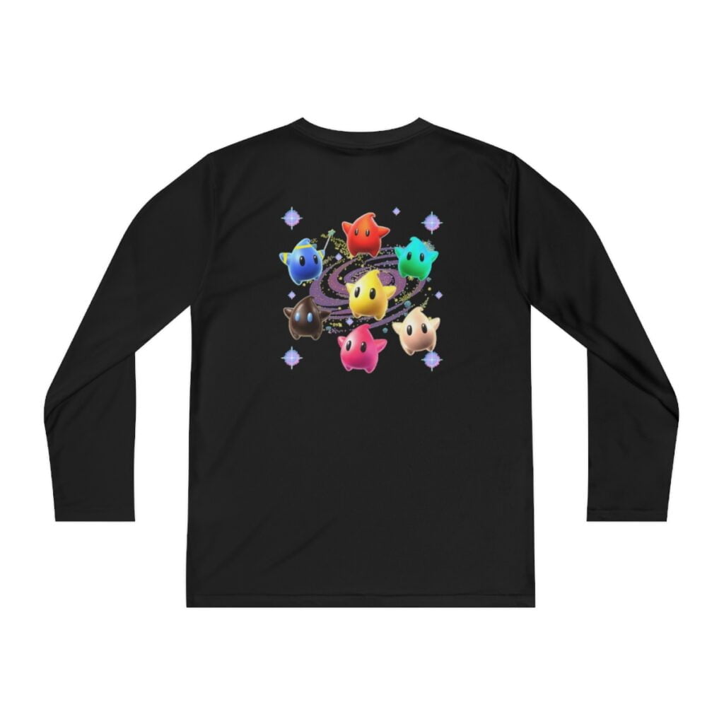 7 Lumas Cute Galaxy Stars Youth Long Sleeve Competitor Tee (Front and ...