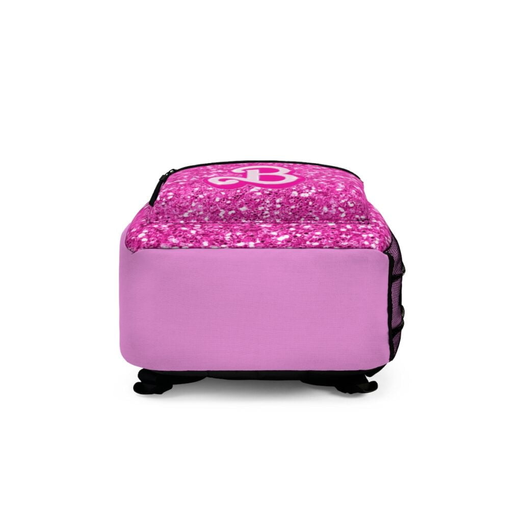 Pink Glitter Simulation Barbie Backpack with Logo on the Front Pocket ...