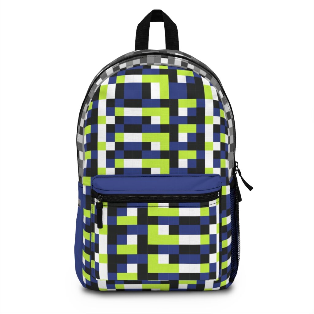 Blue Grey and Green Minecraft Backpack Mega-Craft Book Bag - Cool Kiddo