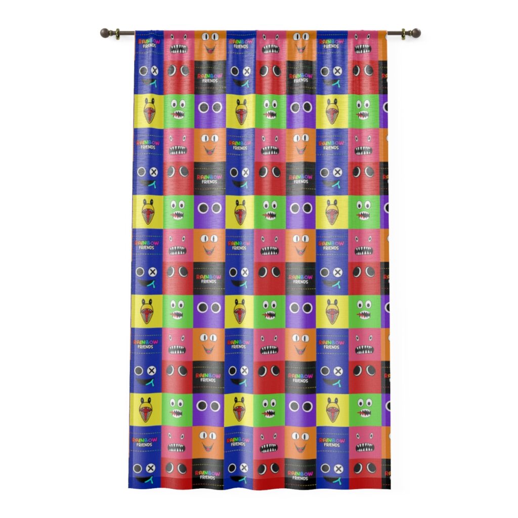 Rainbow Friends Monsters Faces Grid Window Curtain - Cool Kiddo