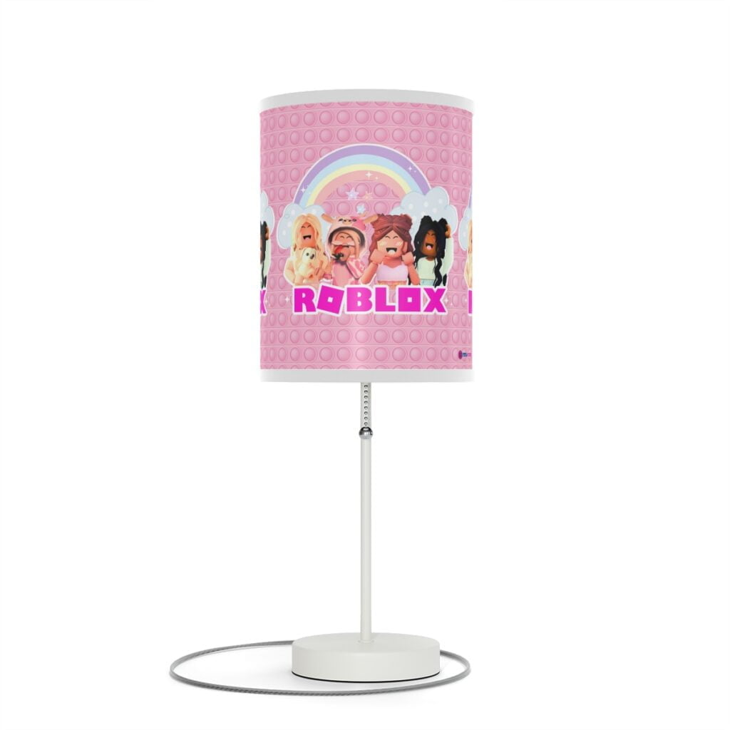 Pink Roblox Girl POP-IT Simulation Background Lamp on a Stand - Cool Kiddo