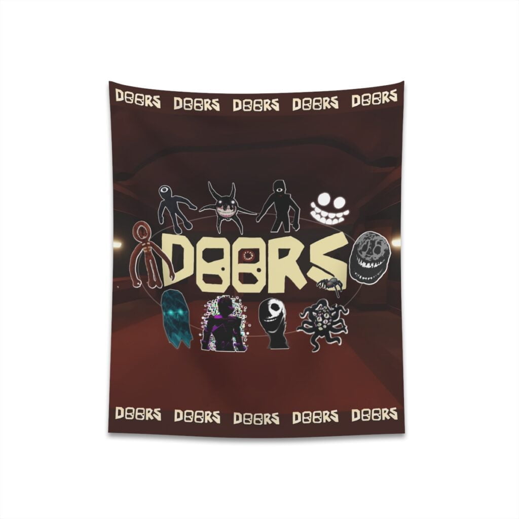 Terrifying Halloween Roblox DOORS Horror Printed Wall Tapestry - Cool Kiddo