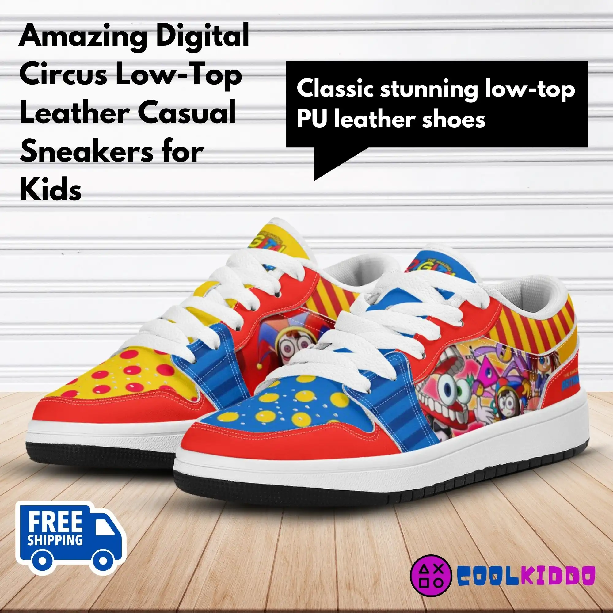 Personalized The Amazing Digital Circus Leather Low-Top Sneakers for ...
