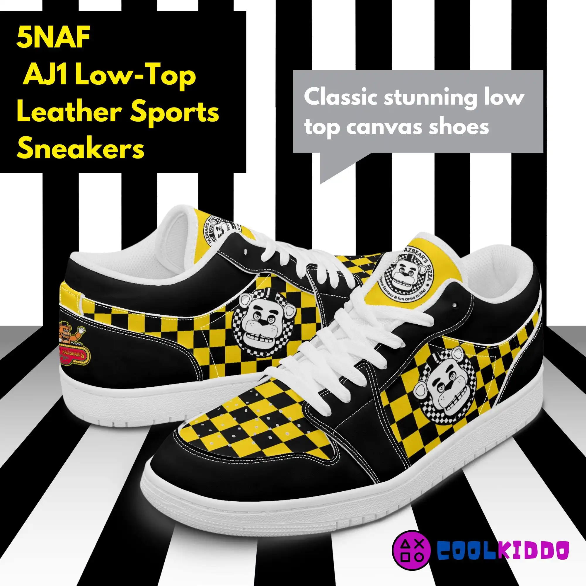 FNAF Five Nights at Freddy's Video Game Shoes Inspired Low-Top Leather ...