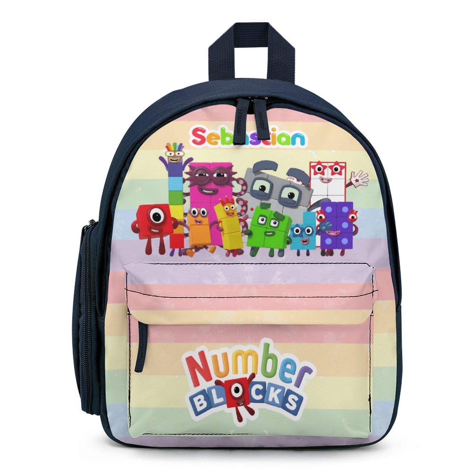 Personalized Number Blocks Characters Children's School Bag - Blue ...