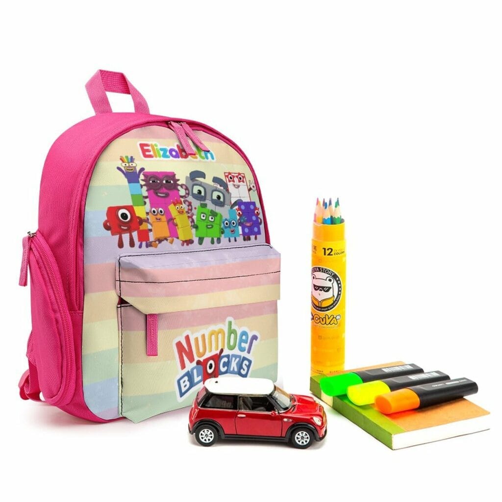 Personalized Number Blocks Children's School Bag - Pink Toddlers ...