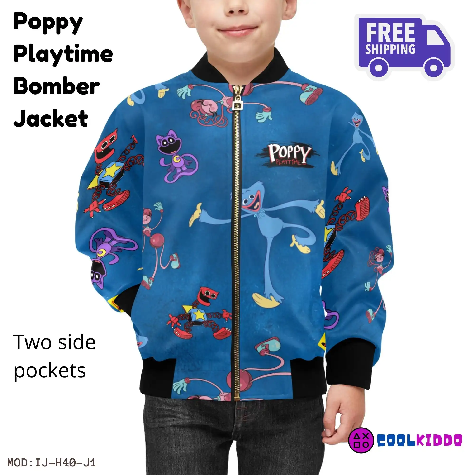 Kids' Poppy Playtime Bomber Jacket with Pockets - All Over Print ...