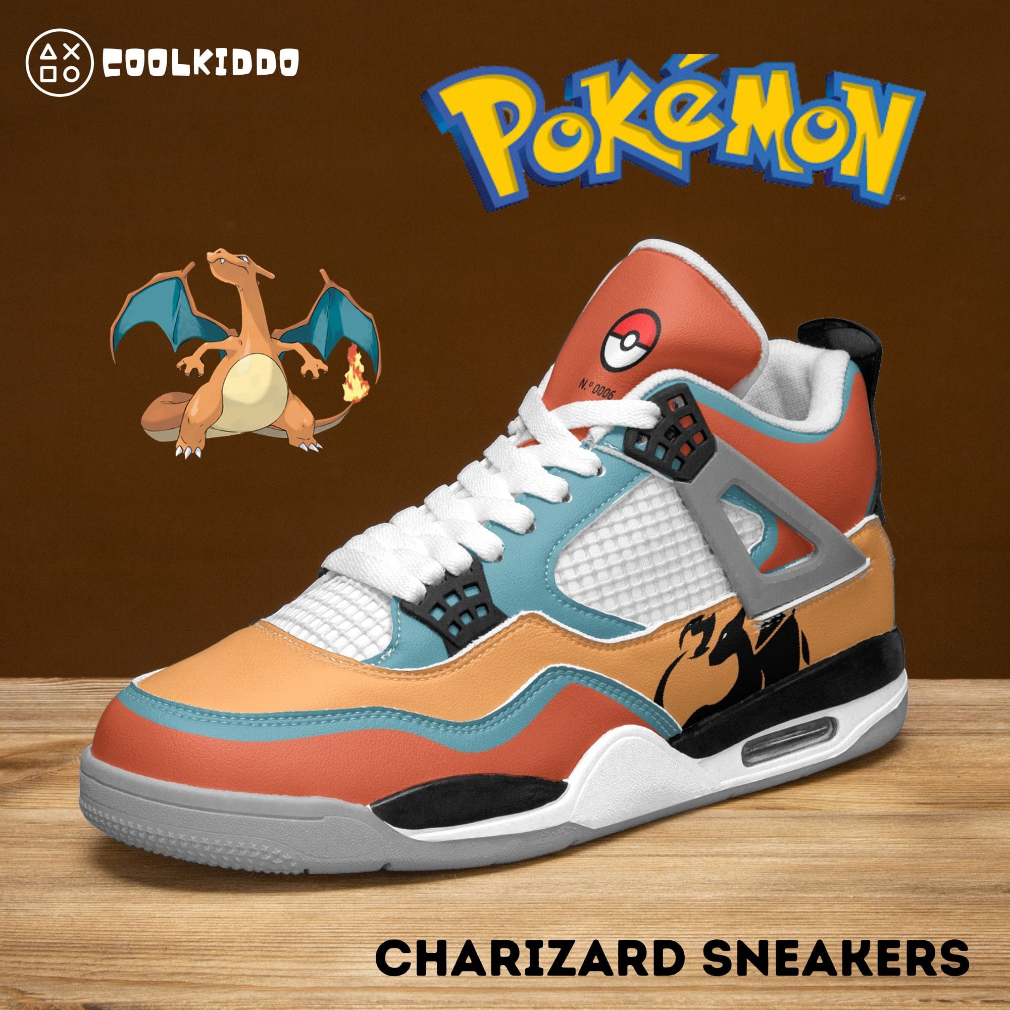 Charizard (Pokémon) AJ4 Basketball Sneakers - Grey Sole - Cool Kiddo
