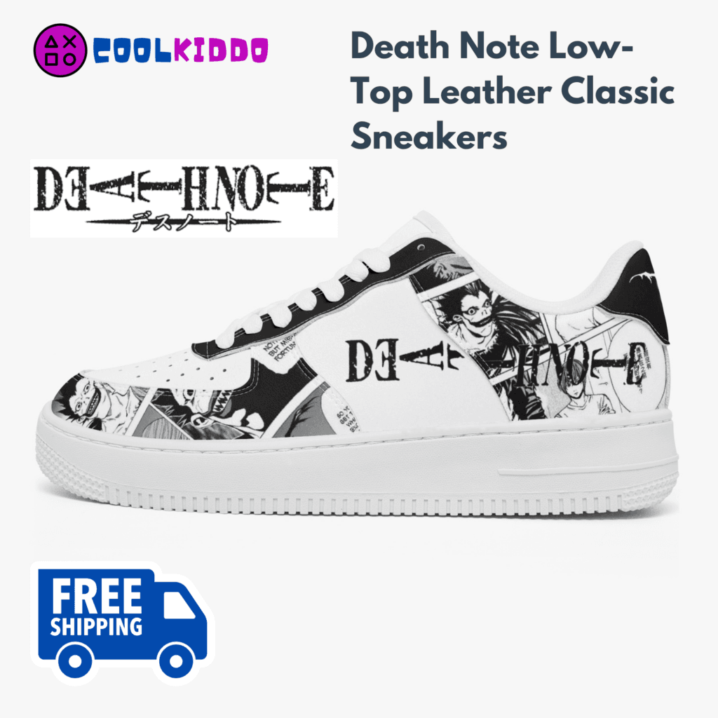 Custom Death Note Low-Top Leather Sneakers, Unisex - Japanese Anime ...