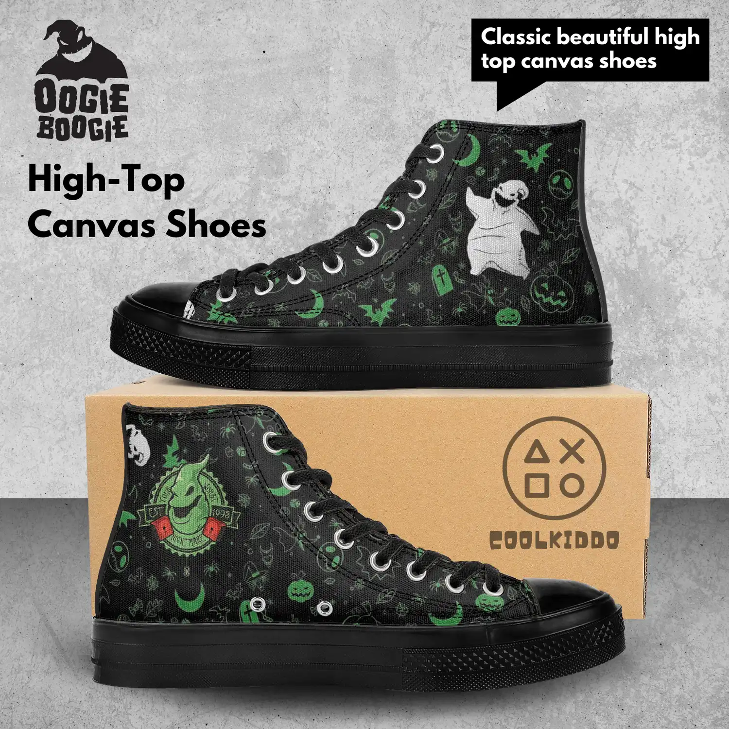 Custom Oogie Boogie Character Inspired High-Top Canvas Shoes for Adult ...