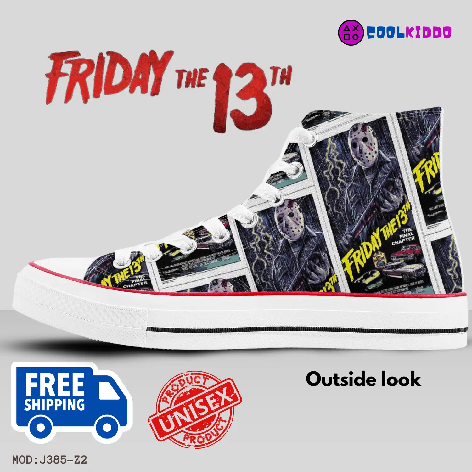 Custom Friday the 13th High-Top Canvas Sneakers, 80s Movies Inspired ...
