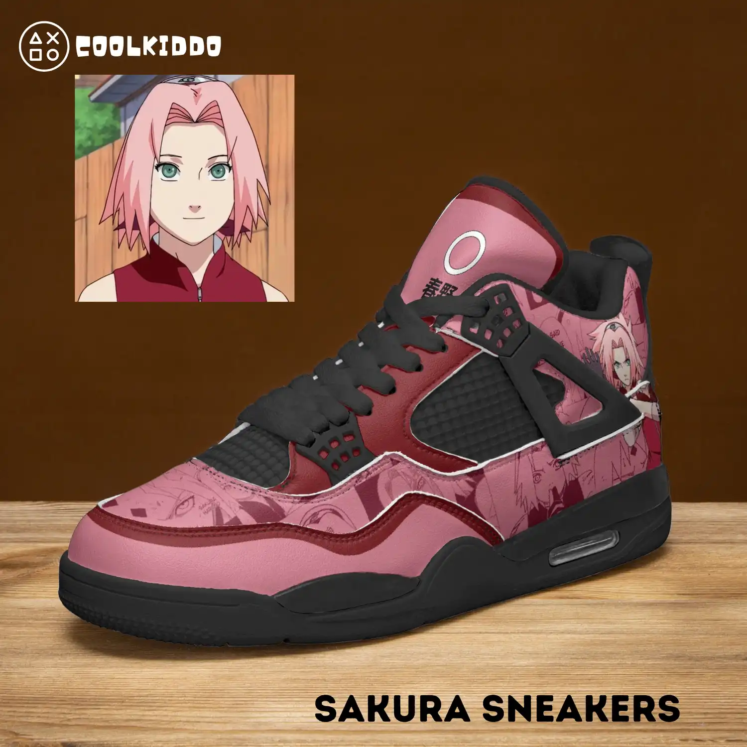 Sakura Haruno High-Top Black Sole Sneakers: Naruto Shippuden Basketball ...