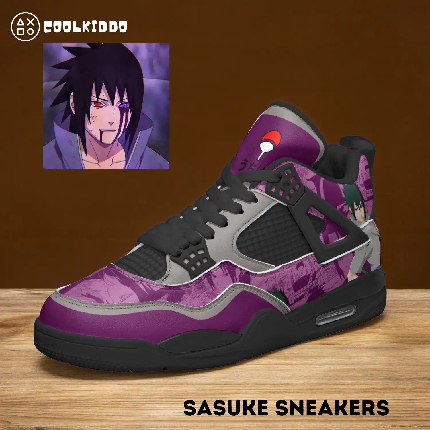 Sasuke Uchiha High-Top Black Sole Sneakers: Naruto Shippuden Basketball ...