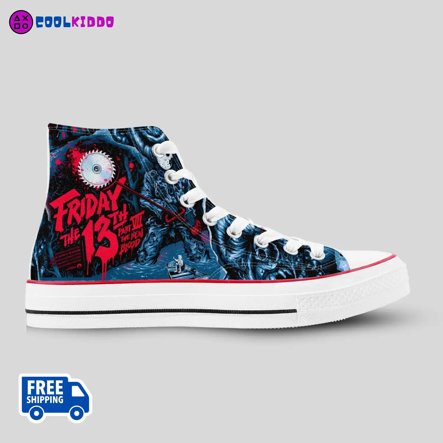 Friday the 13th Canvas High-Top Sneakers | Jason's Horror Movie Graphic ...
