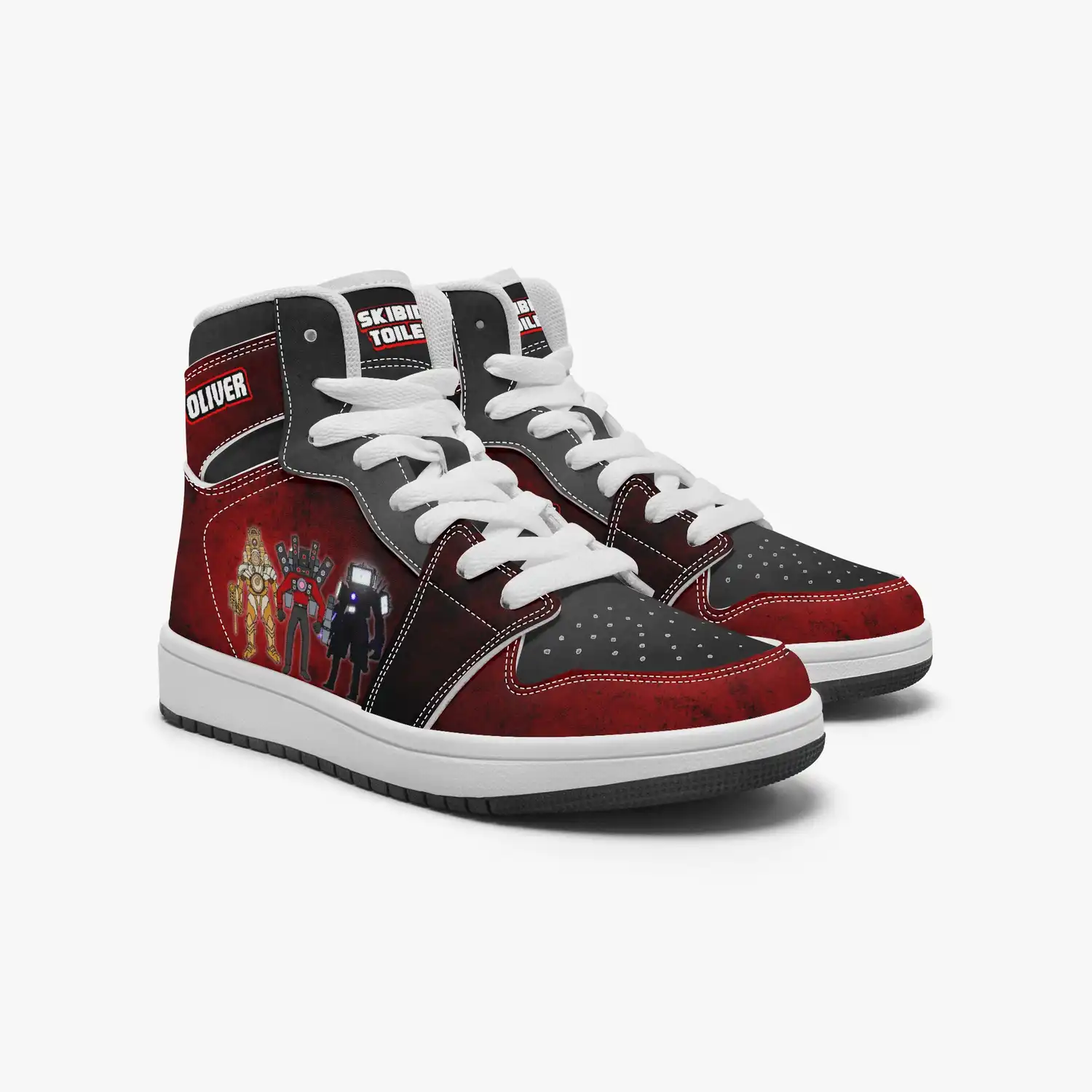 Personalized Skibidi Toilet Kids High-Top Leather Shoes – Comfortable ...
