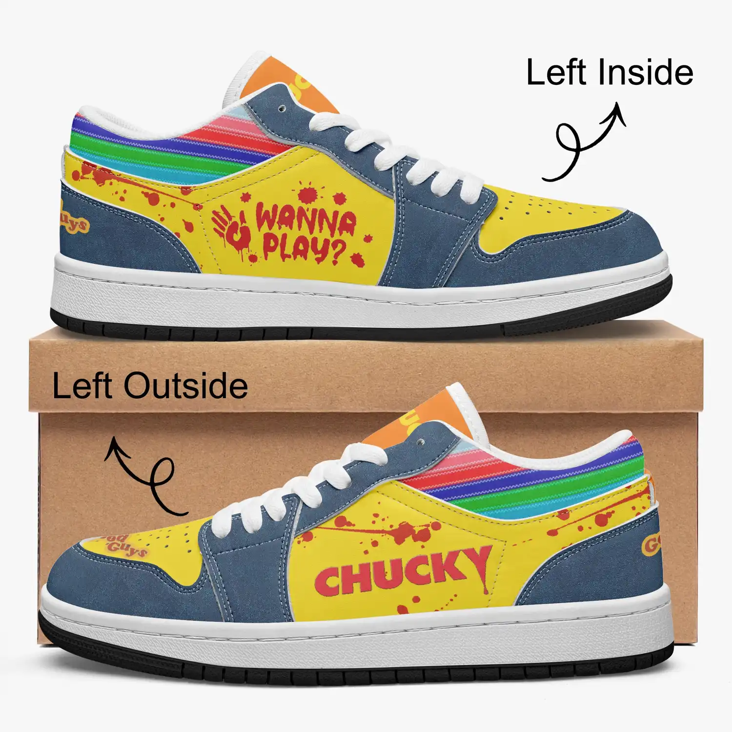 Chucky Movie Inspired AJ1 Style Low-Top Leather Shoes | Horror ...