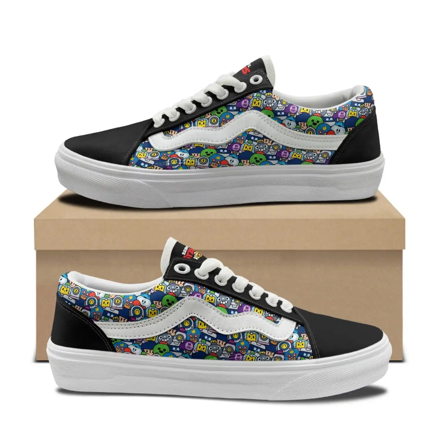 Custom Brawl Stars Character Print Canvas Old School Low Top Sneakers ...