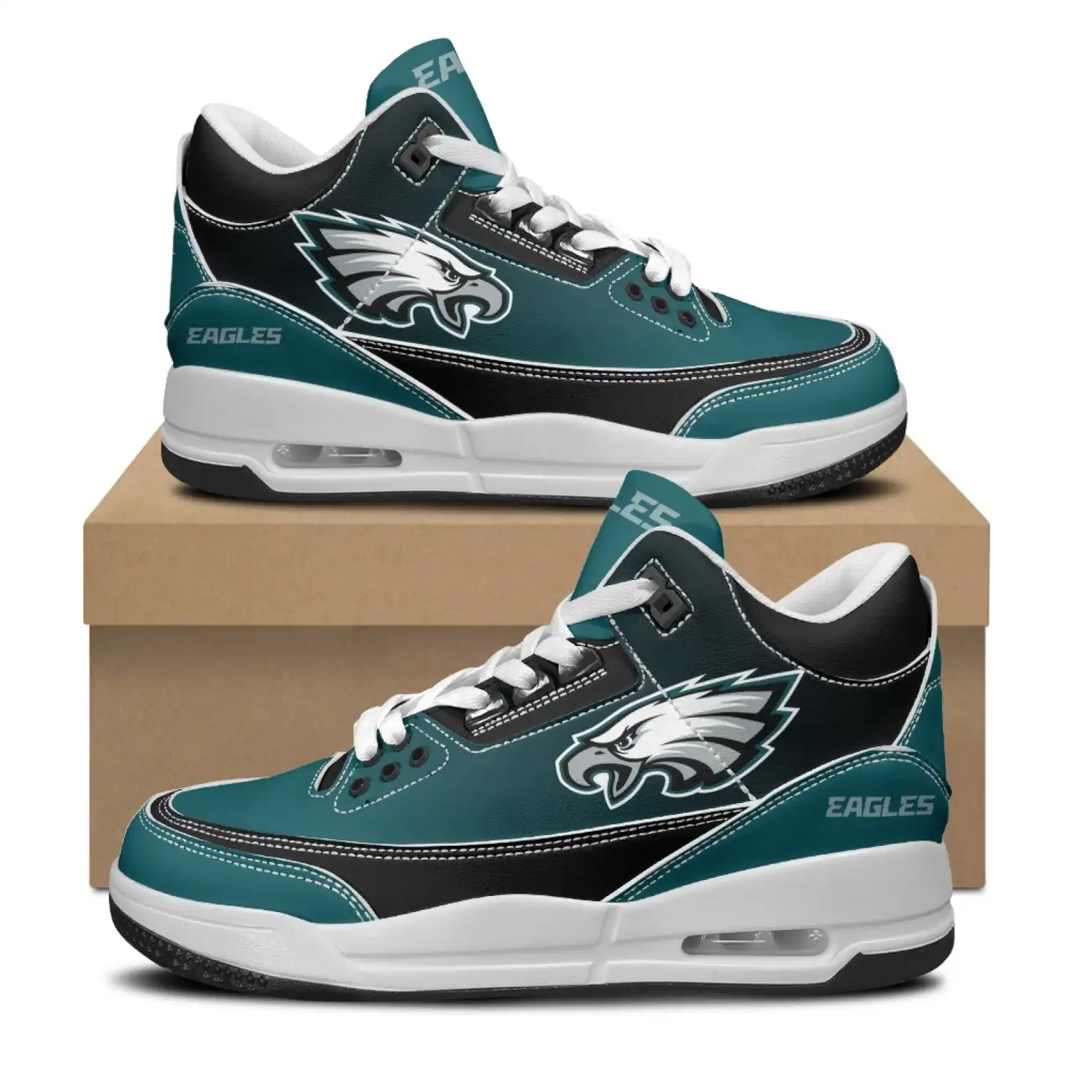 Custom Philadelphia Eagles NFL Team AJ3 Sneakers | Eagles Football Team ...