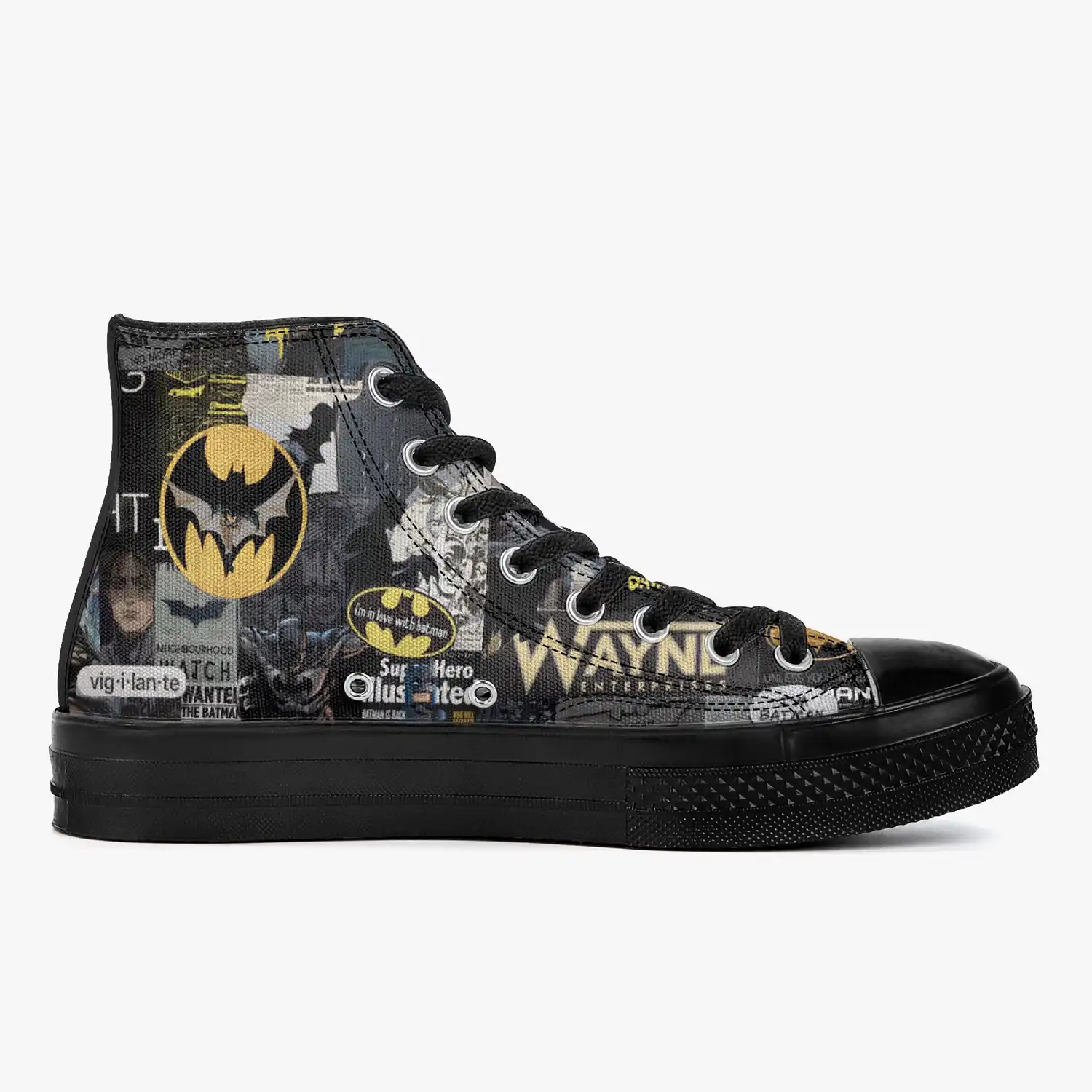 Custom Printed Batman Comics Canvas High-Tops Shoes | Comic Retro Style ...